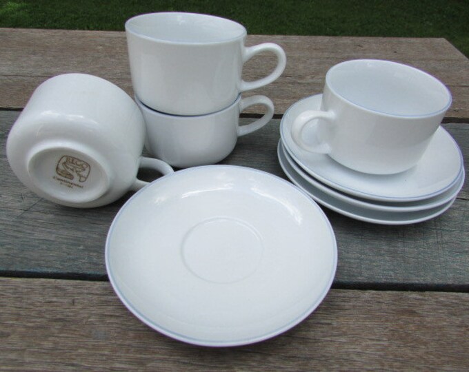 Vintage White Rego Continental Coffee Tea Cups With Saucers Cappuccino ...