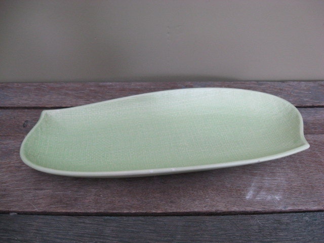 SALE Green Ceramic Basketweave Pattern Platter From Napcoware - Etsy
