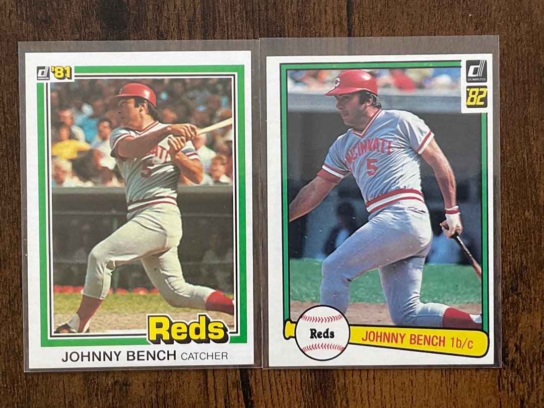 Johnny Bench 1981 And 1982 Donruss Lot Of 2 Baseball Cards Original