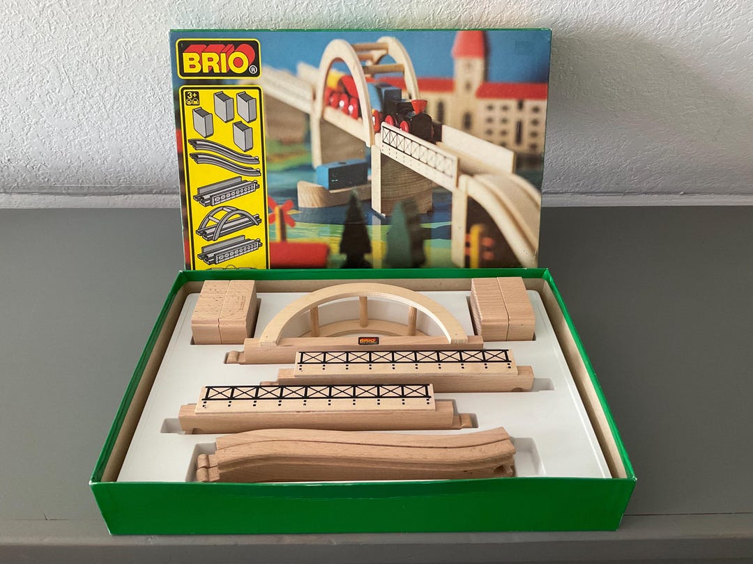 Vintage Brio Wooden Train Suspension Bridge Set #33353 Sweden 1980's ...