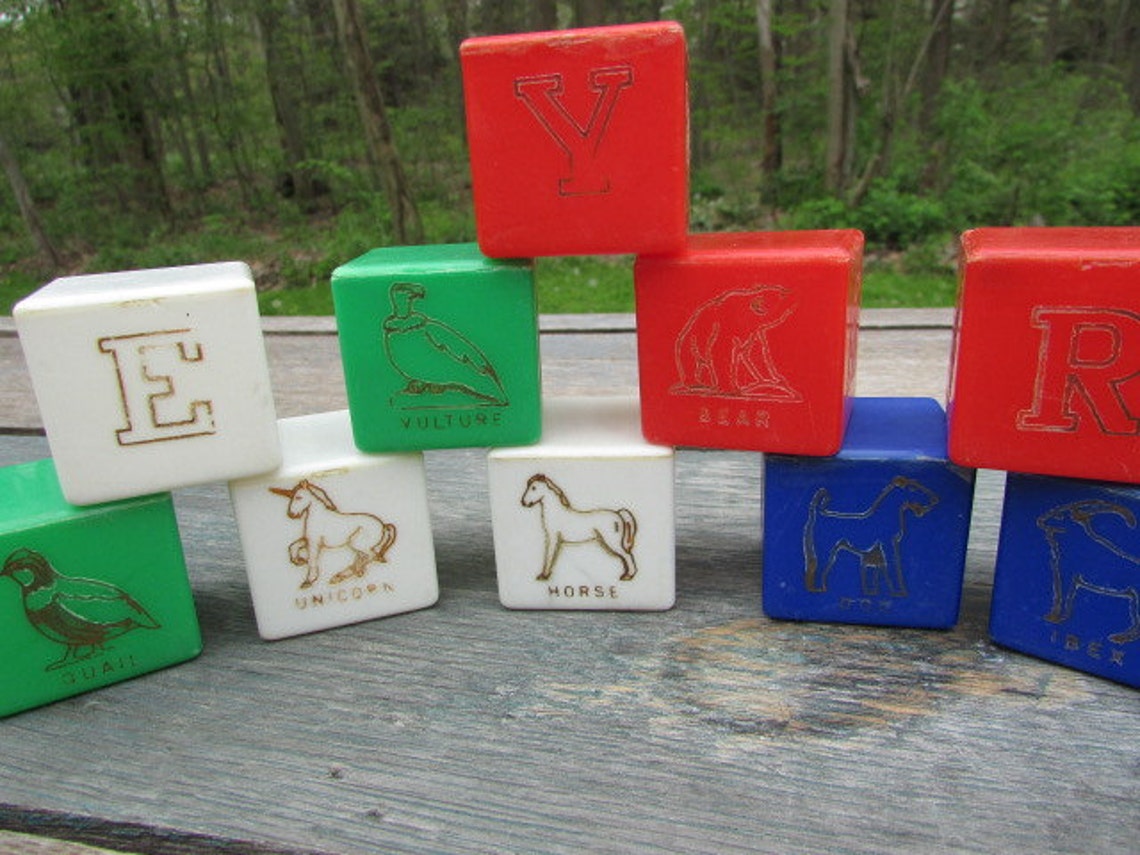 Vintage Plastic Alphabet Animal Blocks W/ Rattles - Etsy