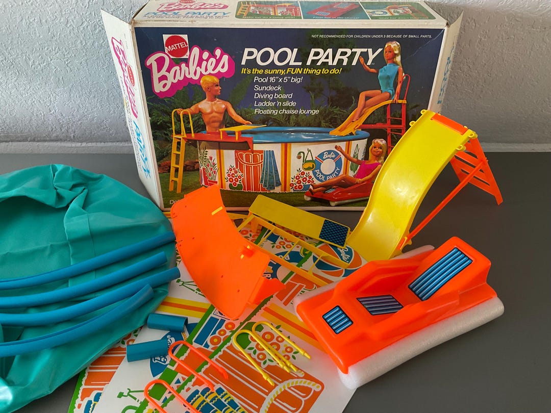 Vintage Barbie Pool Party 1973 Mattel Swimming Pool With Original Box ...
