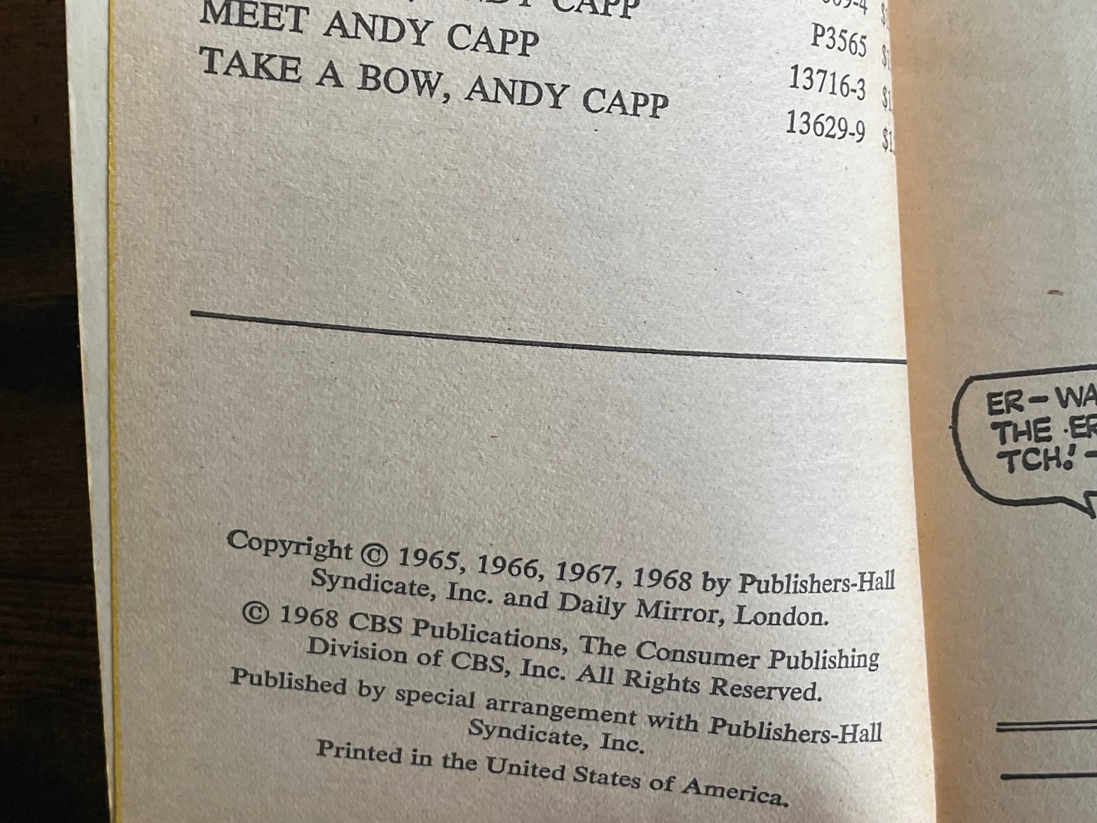 1968 Hat’s Off, Andy Capp Comic Strip Book by Smythe Vintage Softcover ...