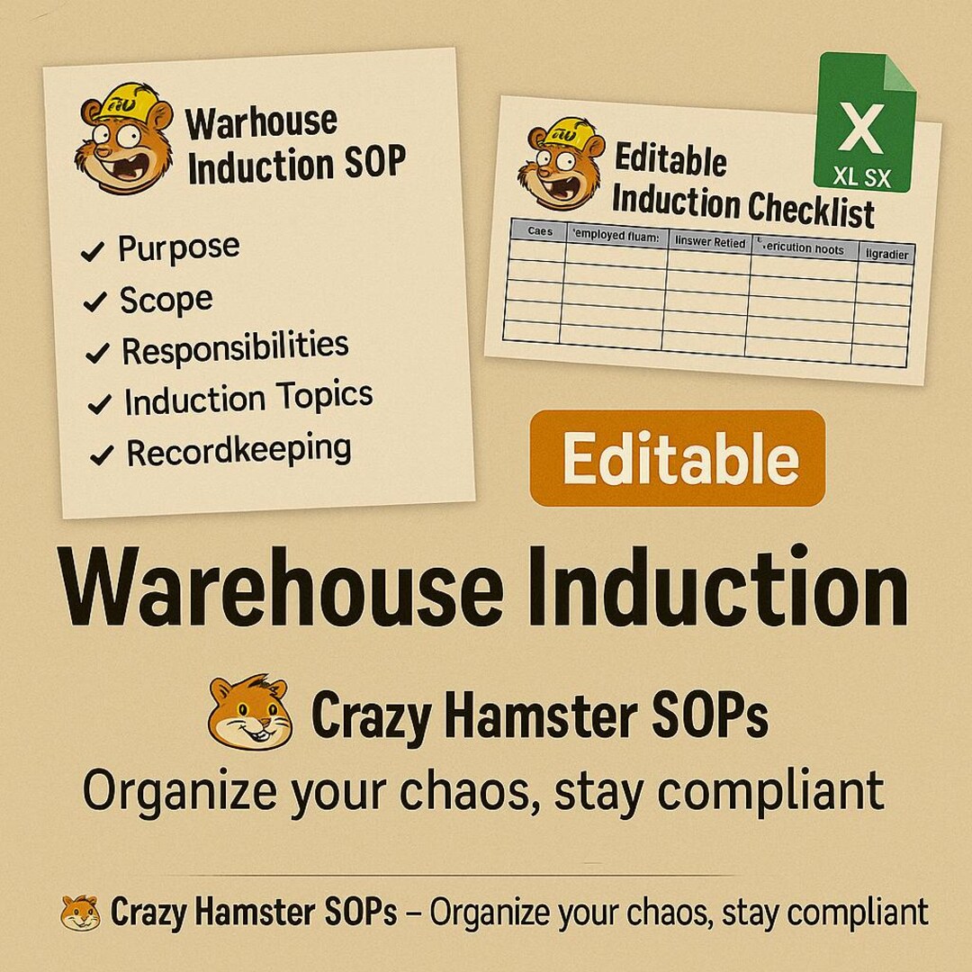 Warehouse Induction SOP + Excel Checklist | Editable Onboarding ...