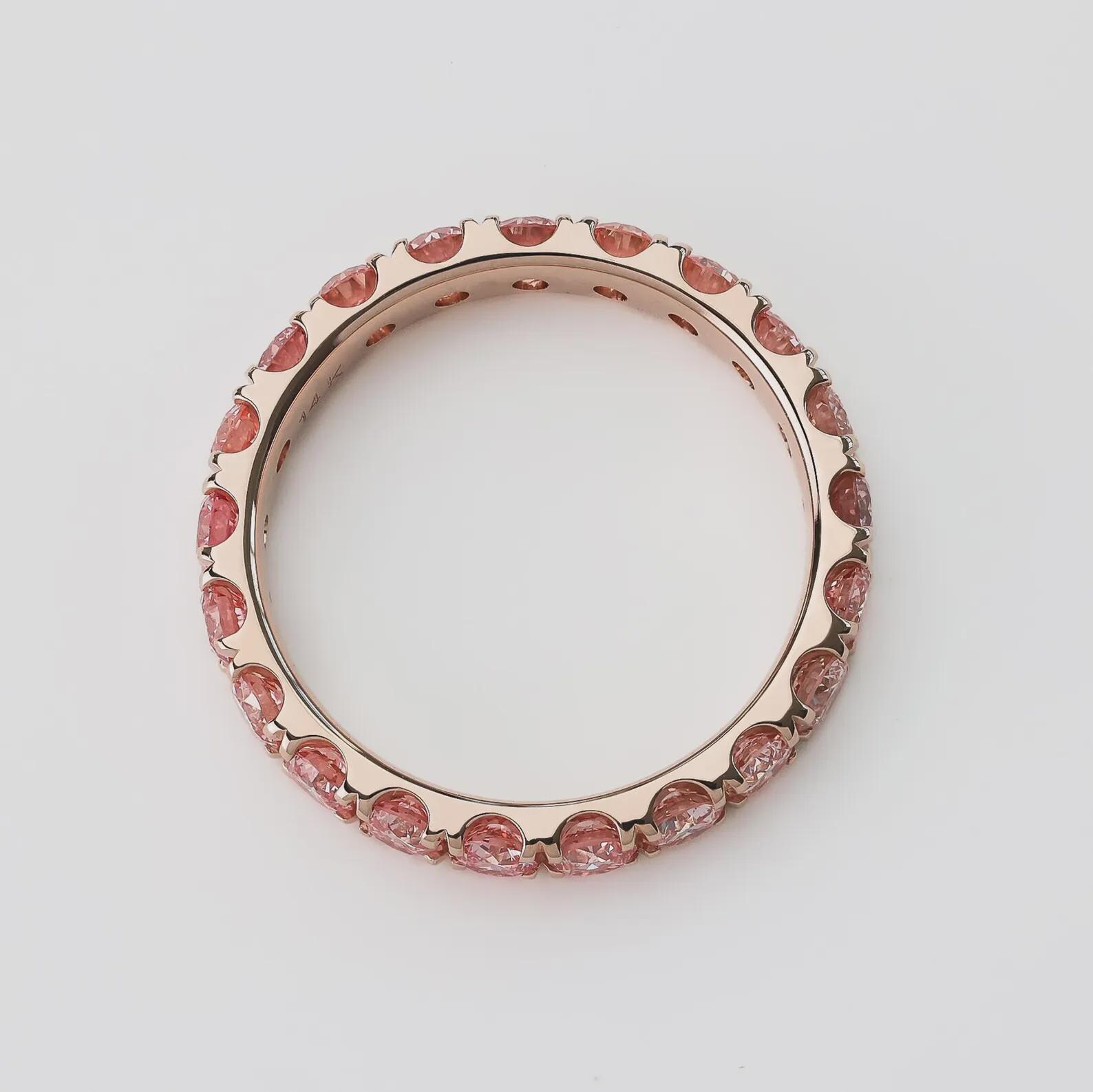 Pink Diamond Eternity Band | 14K Solid Gold Full Eternity Ring | Dainty ...