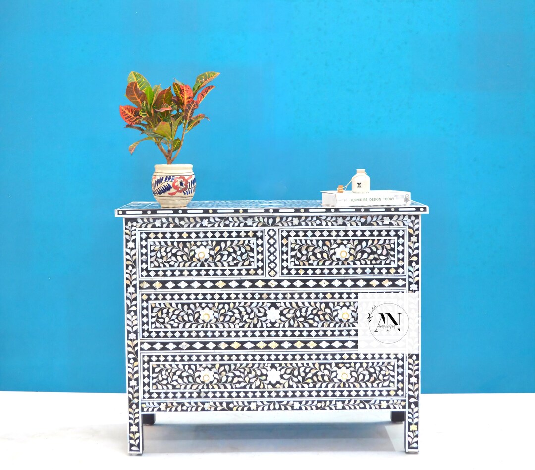 Mother of Pearl Inlay Chest of Drawers, MOP Furniture - Etsy