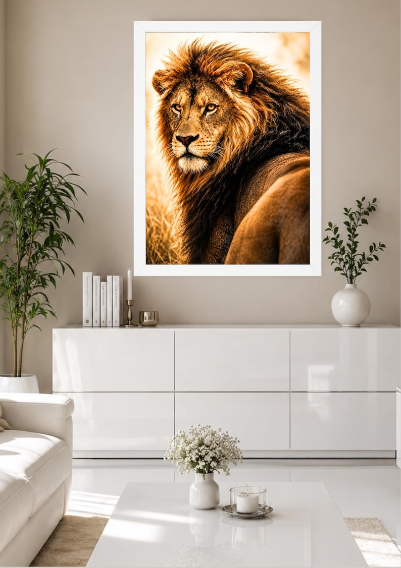 Poster of a Lion With an Intense Gaze – Majestic Wildlife Photography ...