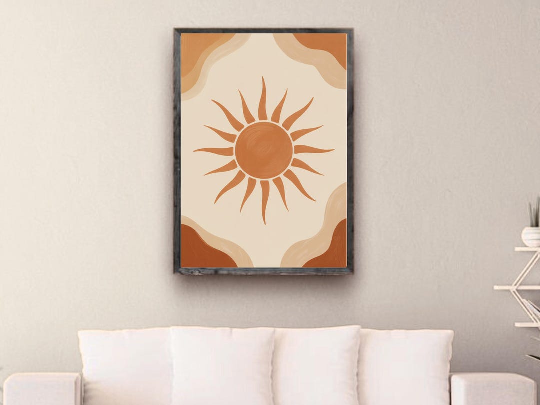 Boho Sun Poster (abstract) | Modern Boho Wall Art in Warm Earth Tones ...
