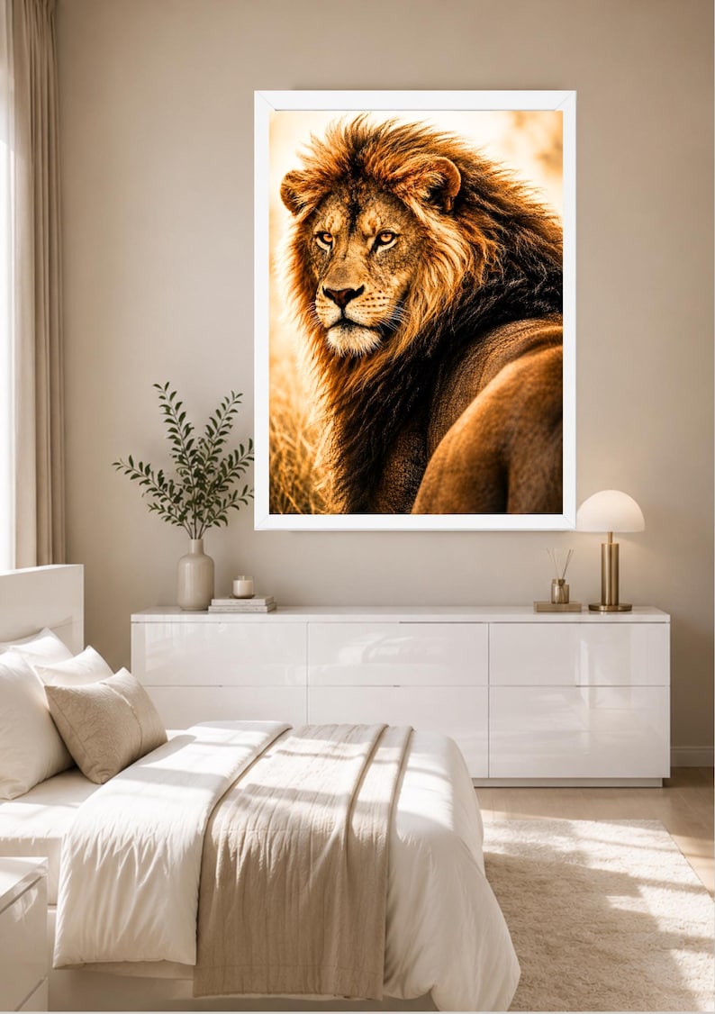 Poster of a Lion With an Intense Gaze – Majestic Wildlife Photography ...