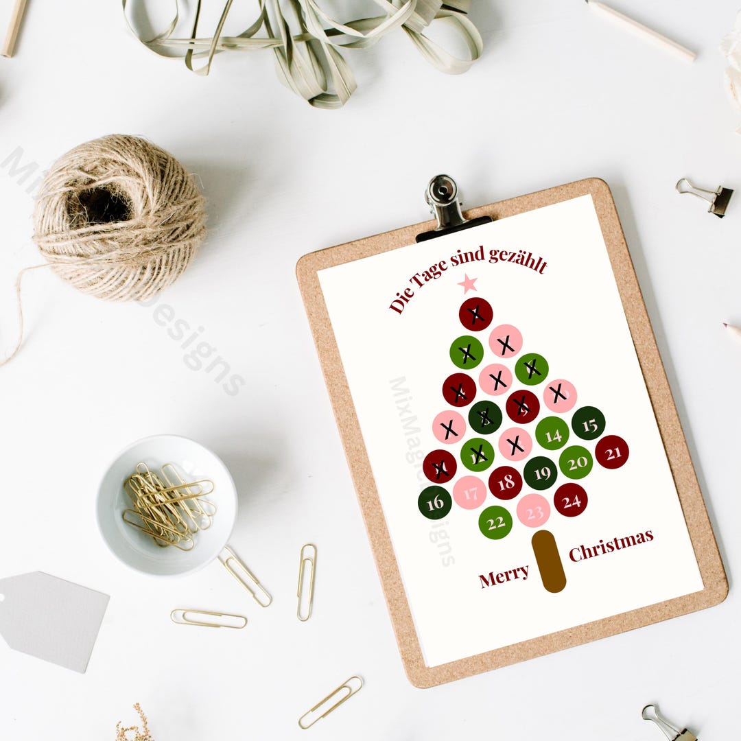 Christmas Countdown Poster | Advent Tree 1-24 | Modern Christmas ...
