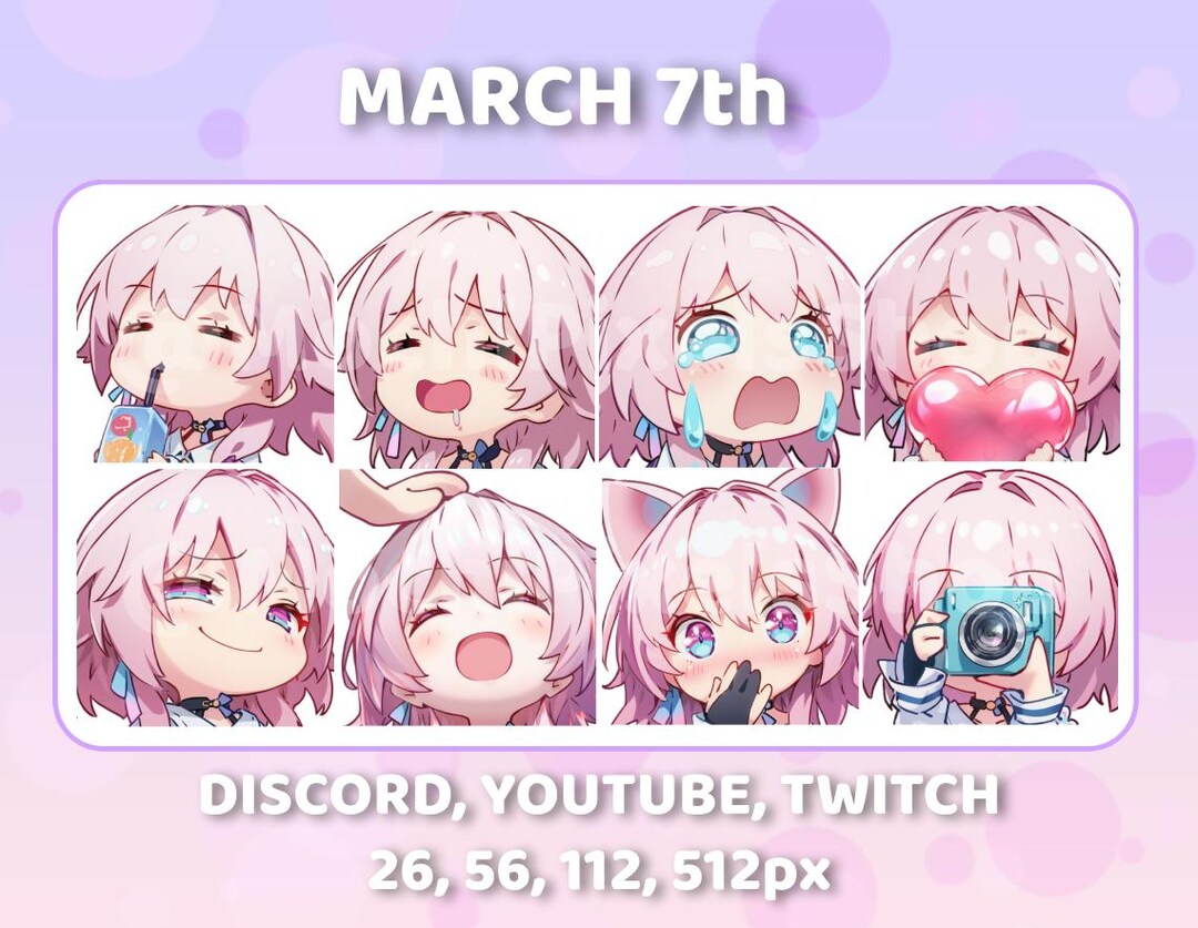 Honkai Star Rail Emotes: March 7th Chibi Emoji Set (digital Download ...