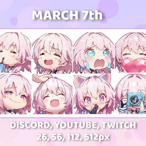 Honkai Star Rail Emotes: March 7th Chibi Emoji Set (digital Download ...