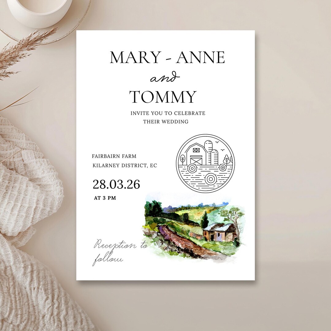Rustic Wedding Invitation Template-country Farm Wedding Printable ...