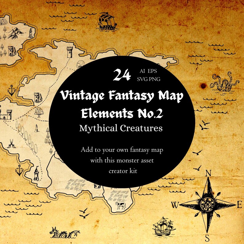 Fantasy Map Creator Kit – RPG Map Assets – Vintage Hand Drawn ...