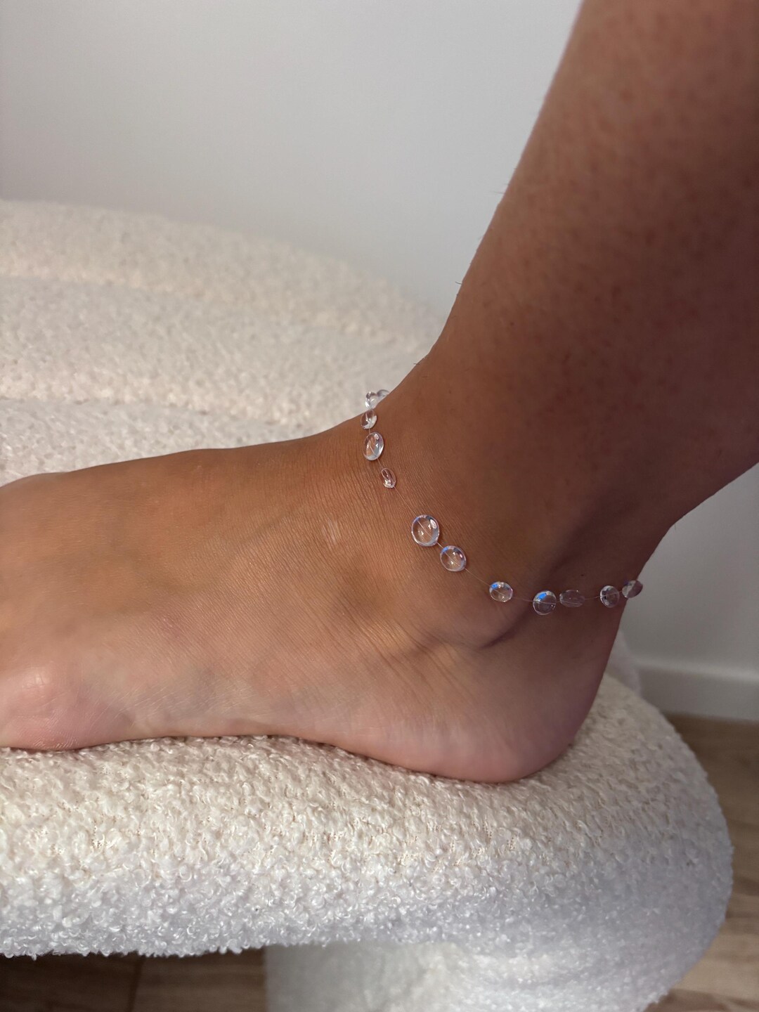 Transparent Resin Teardrop Anklet - Nylon Thread - Handmade - Etsy