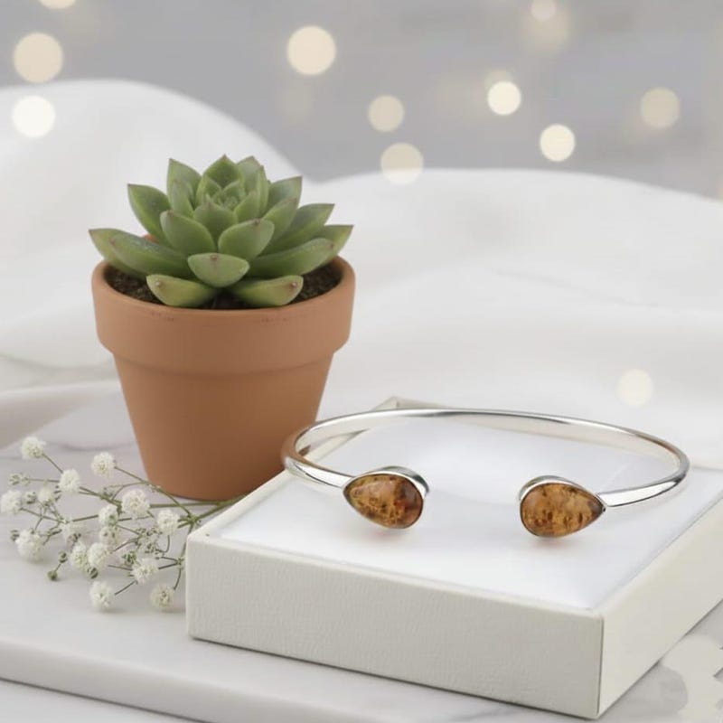 Amber Bangle Silver Vintage - Etsy