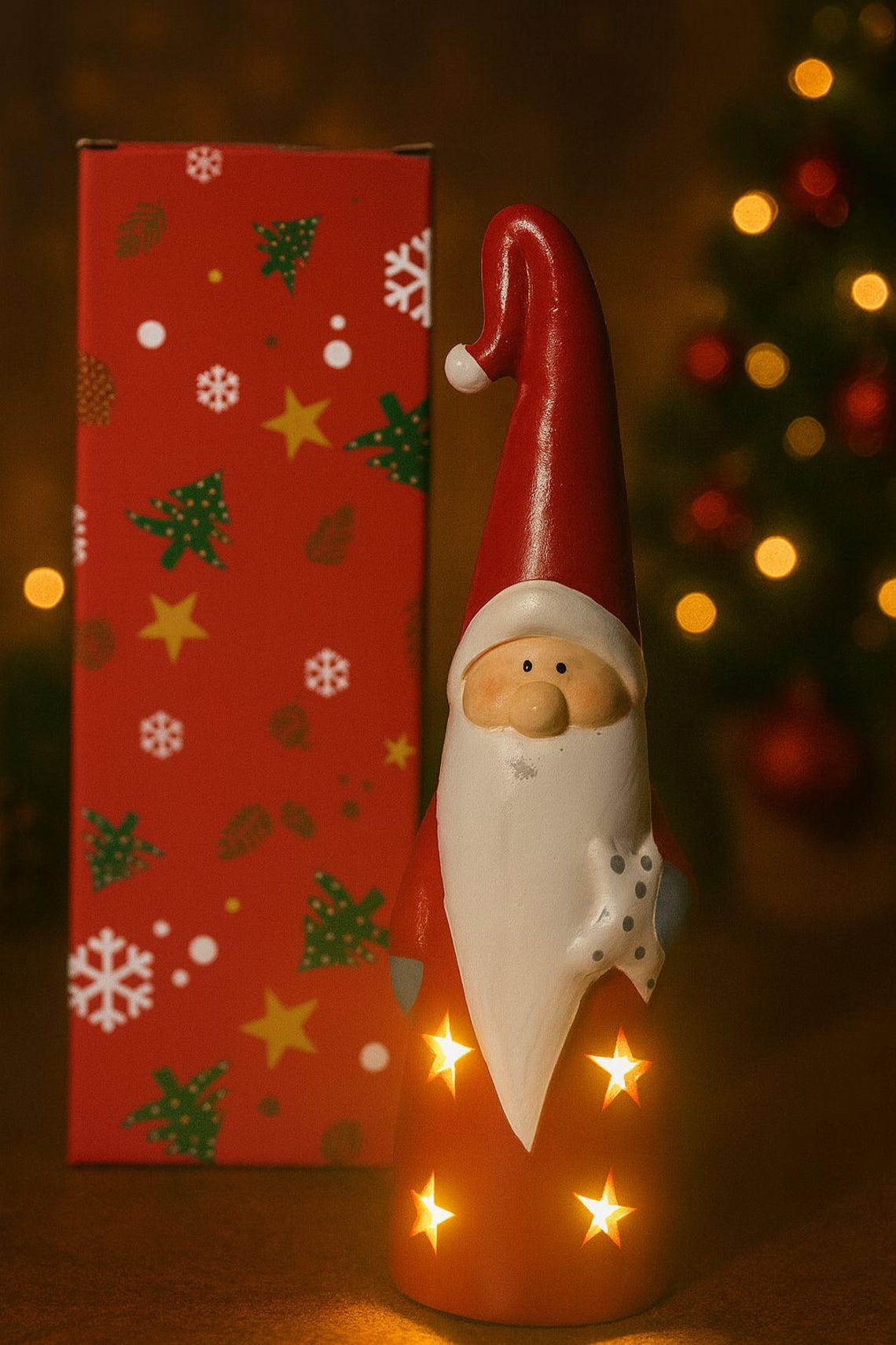 LED Christmas Ceramic Figurines: Santa & Snowman Table Decor - Etsy