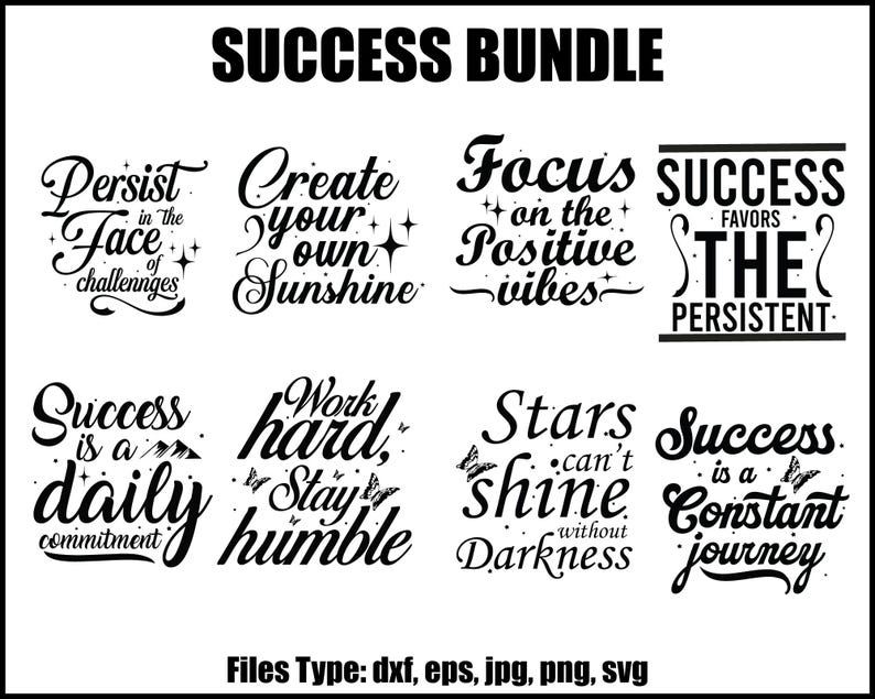 Success Quotes SVG Bundle, Motivational Sayings, Positive Affirmations ...