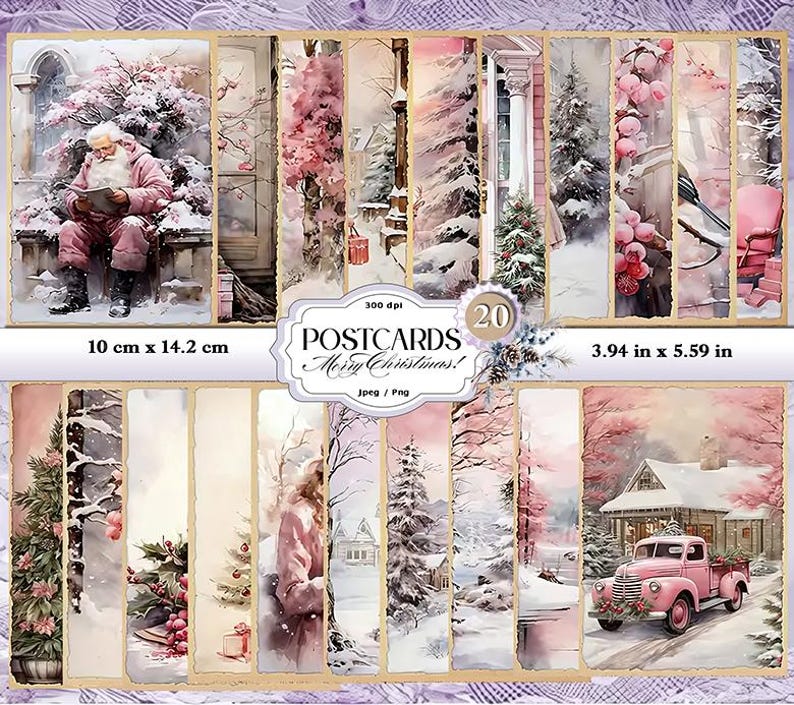 Printable Watercolor Christmas & New Year Card Set-winter Magic | 20 ...