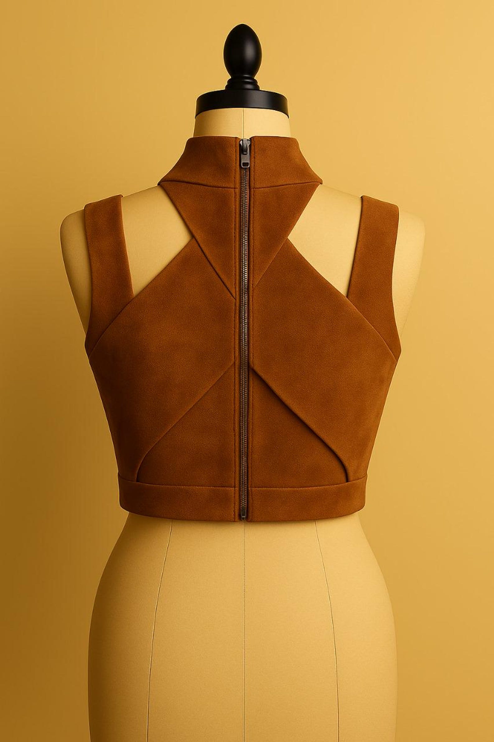 Suede Crop Top: High Neck Cutout Bustier - Edgy Festival Style ...