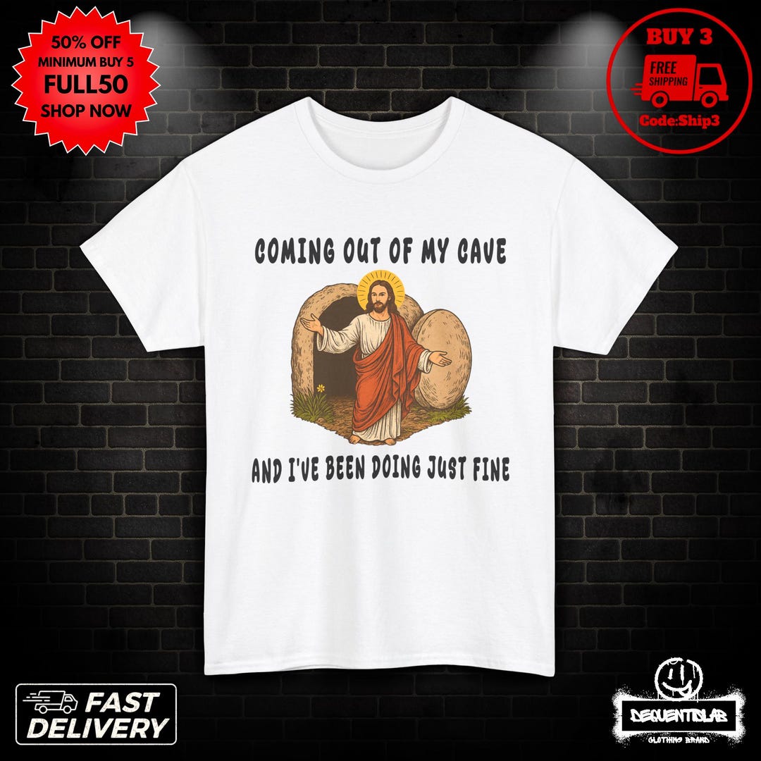 Jesus Coming Out of My Cave, Christian Rolling Stones Shirt,easter ...
