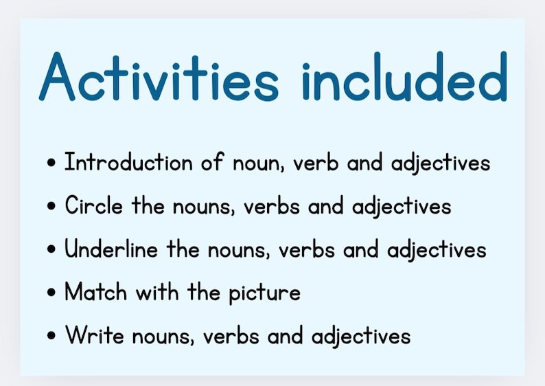 English Grammar Worksheets,nouns, Verbs and Adjectives Practice, LEVEL ...