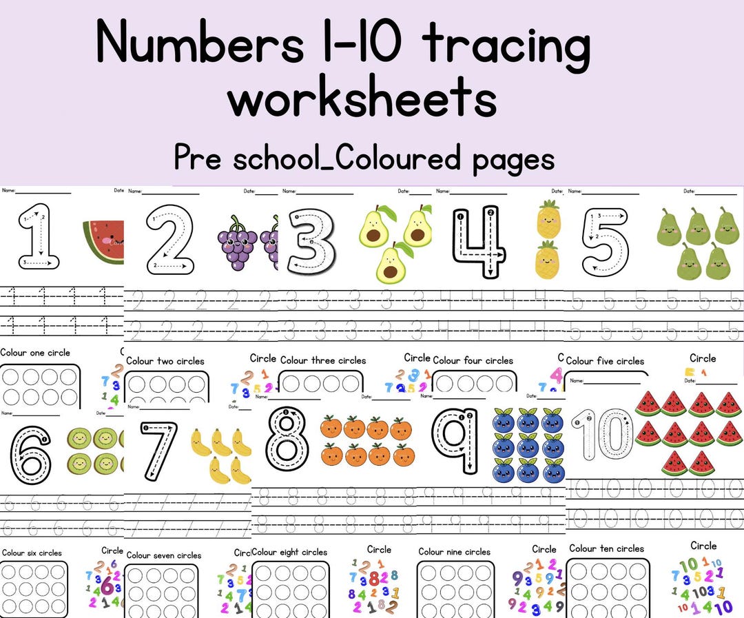 Counting 1-10 Maths Kindergarten Worksheet Digital Download - Etsy