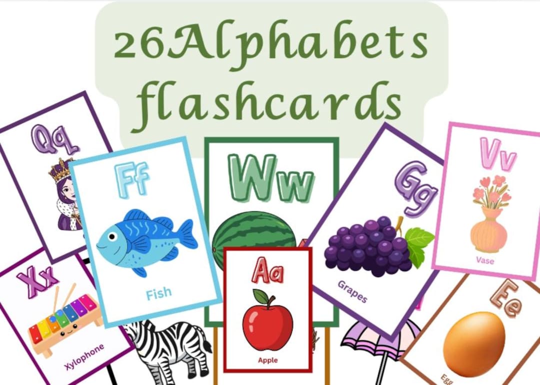 Alphabet Flashcards A-Z – Nursery & Preschool Learning (instant ...