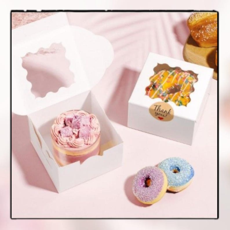 Small White Cookie Boxes With Clear Window – 26pcs 4x4x2.5 Inch Bakery ...