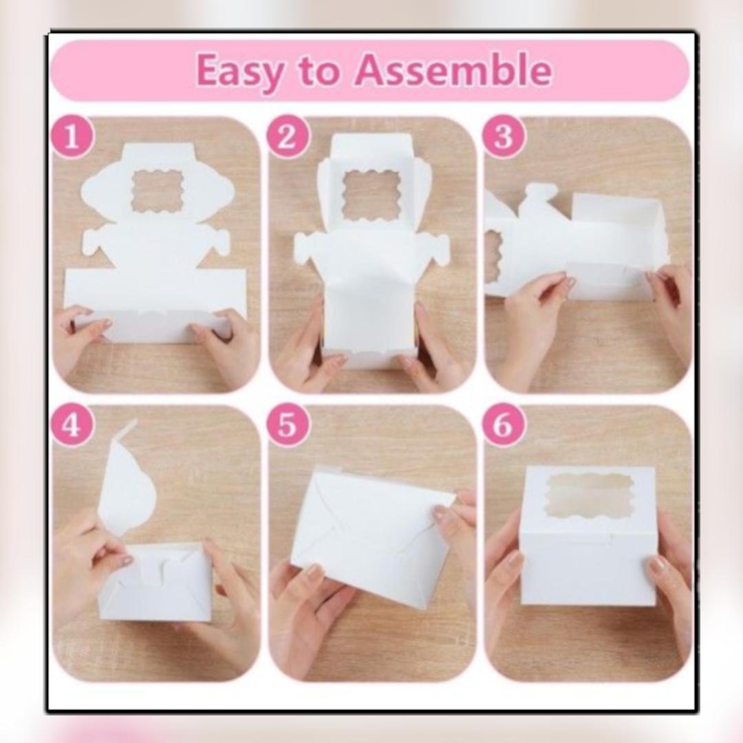 Small White Cookie Boxes With Clear Window – 26pcs 4x4x2.5 Inch Bakery ...