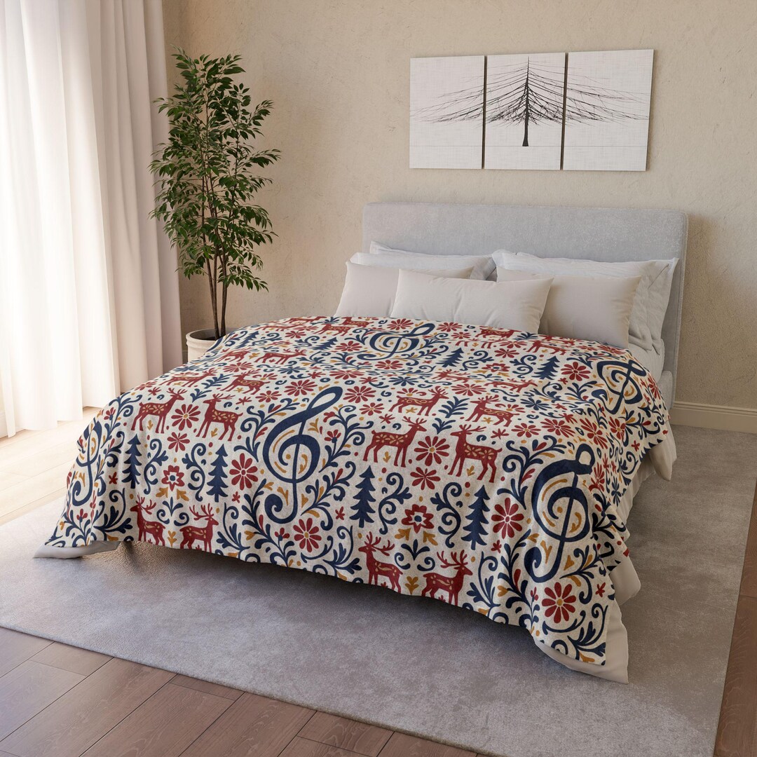 Treble Clef Nordic Winter Fleece Blanket. Musician Gift. Music Student ...