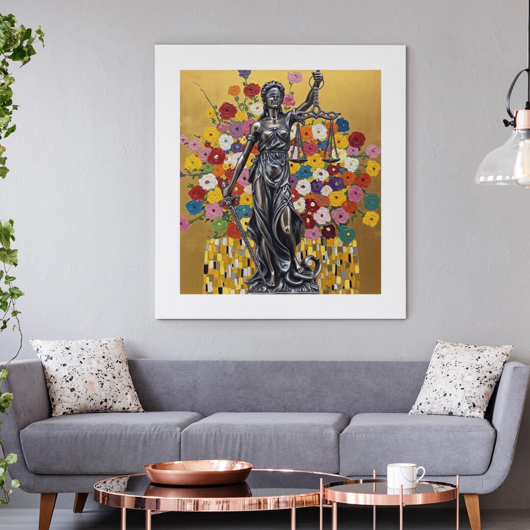 Lawyer Art Poster, Lady Justice Art Print, Klimt Style Gold Decor ...