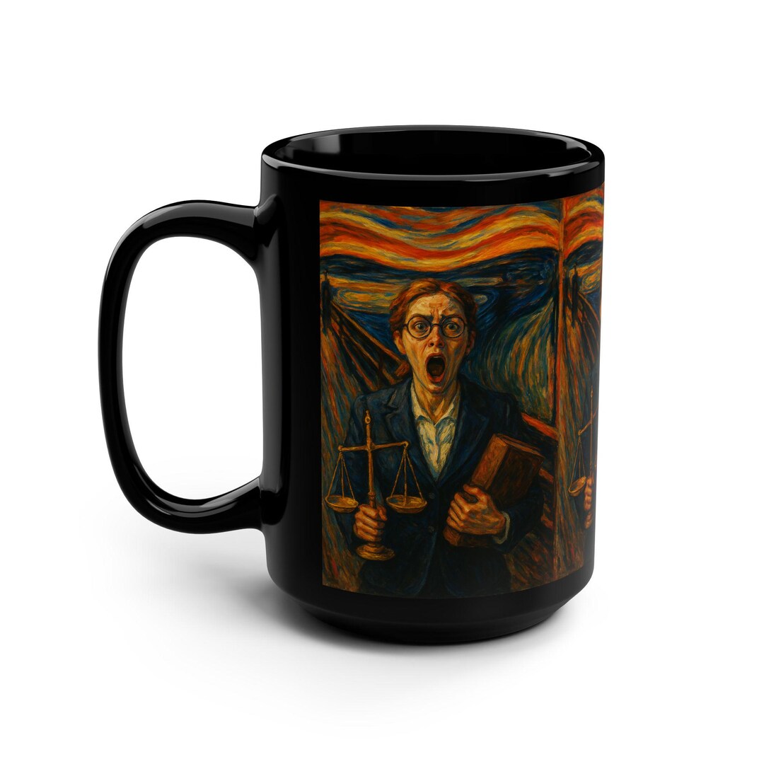 Lawyer Mug: Munch's Scream Art - Attorney Gift - 15oz Black Ceramic - Etsy