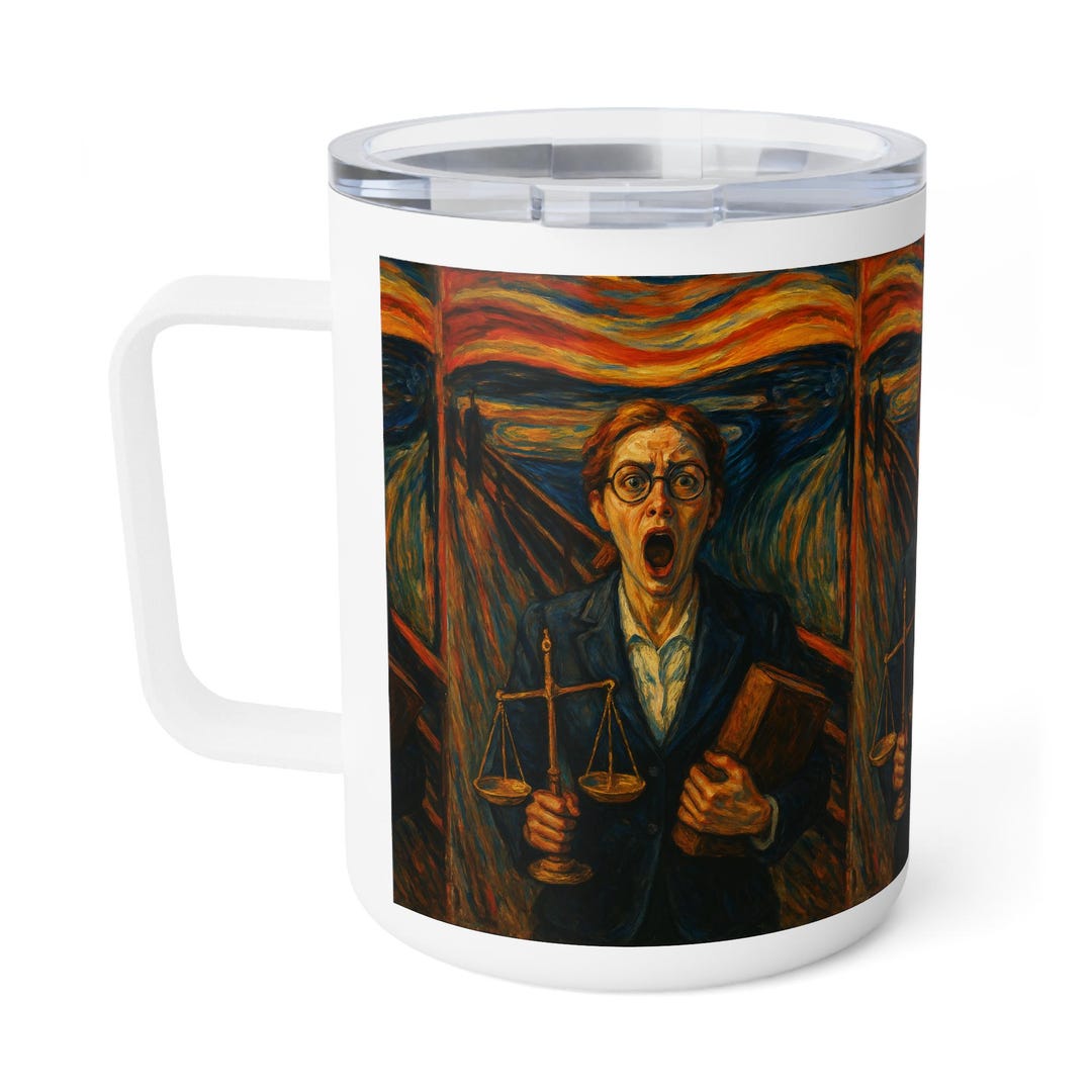 Lawyer Insulated Mug, Munch's Scream Art, Attorney Gift, Law Student ...