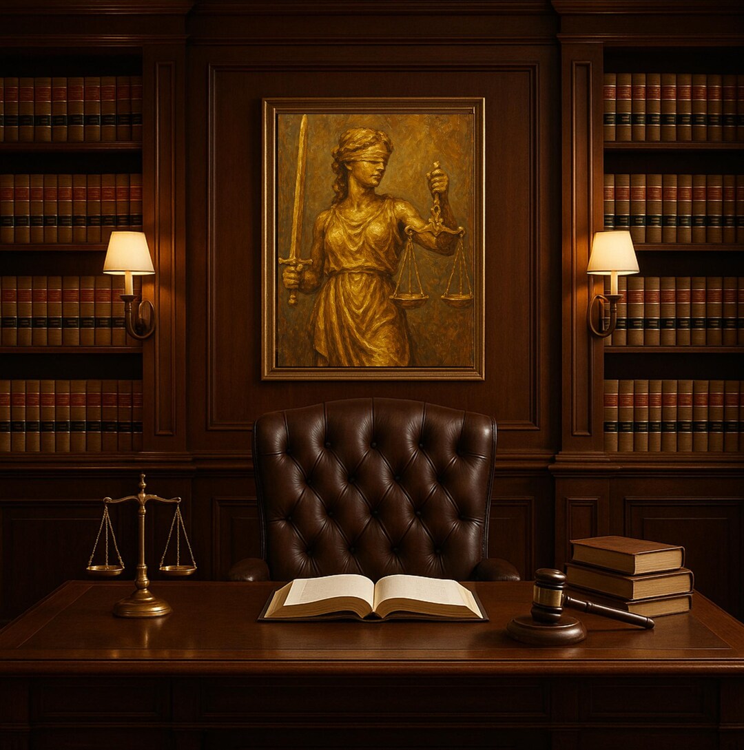Golden Lady Justice Print. Legal Decor Poster. Modern Lawyer Office Art ...