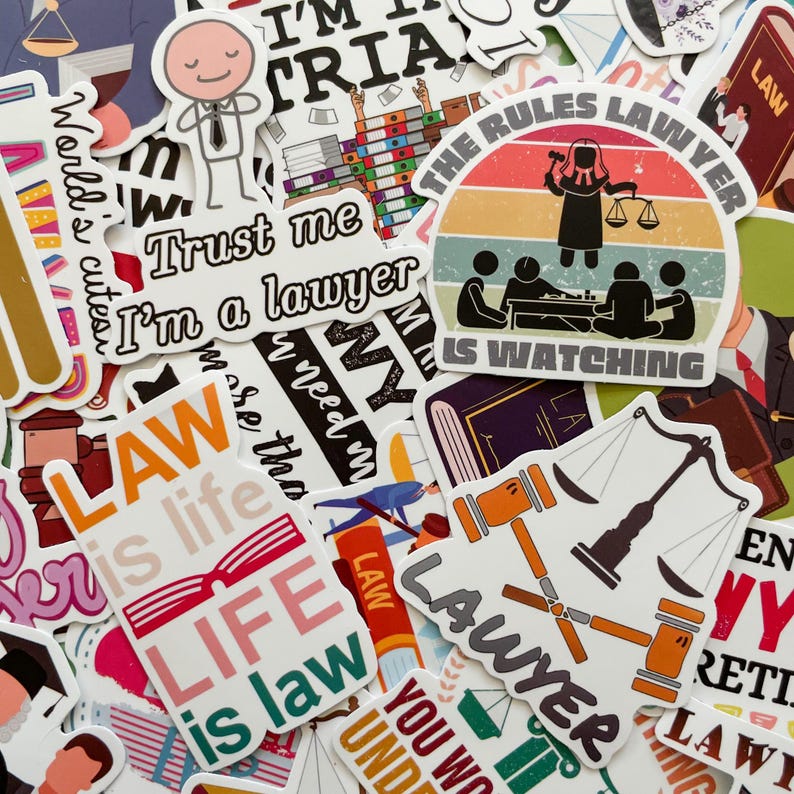 Pack of Legal Stickers, 50pcs Funny Lawyer Stickers, Law School Theme ...