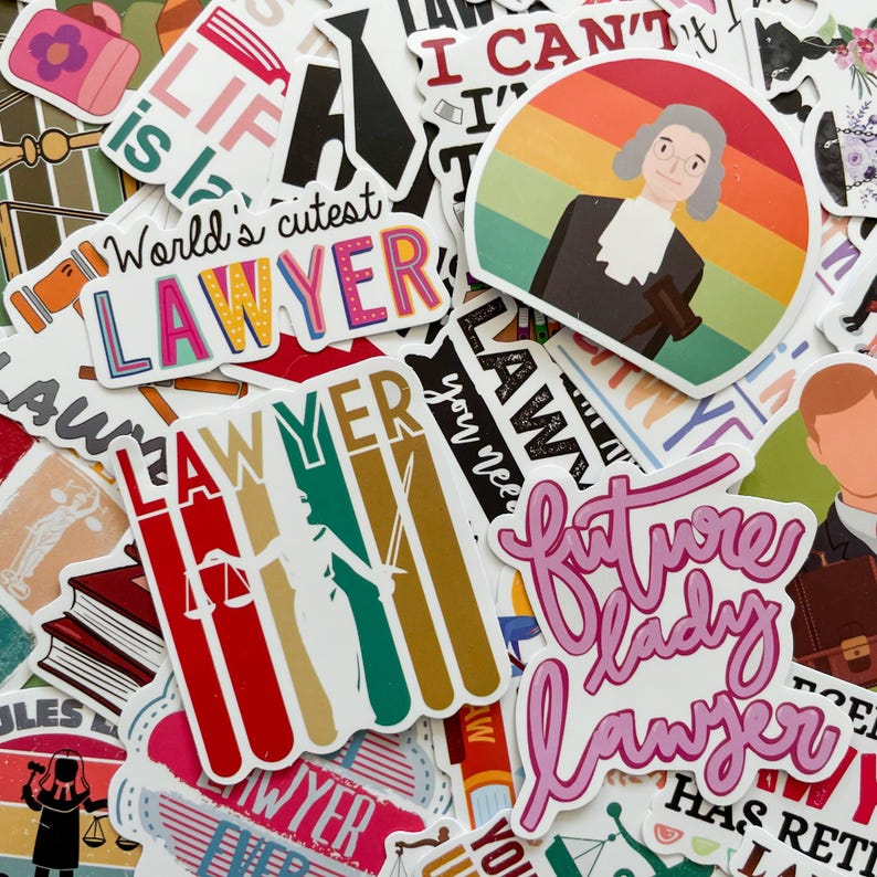 Pack of Legal Stickers, 50pcs Funny Lawyer Stickers, Law School Theme ...