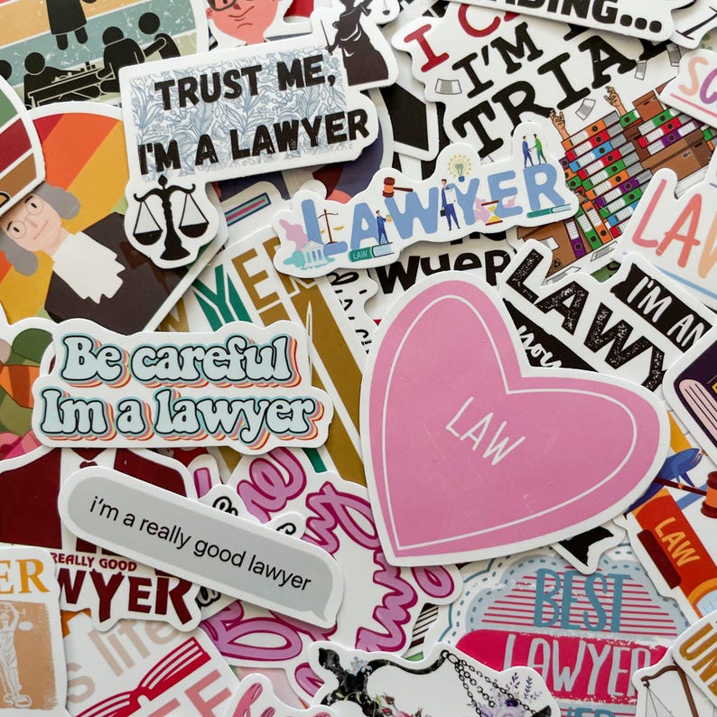 Pack of Legal Stickers, 50pcs Funny Lawyer Stickers, Law School Theme ...