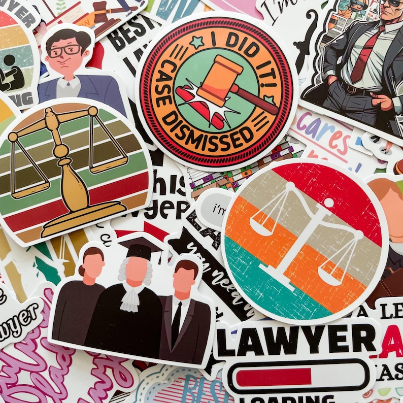 Pack of Legal Stickers, 50pcs Funny Lawyer Stickers, Law School Theme ...