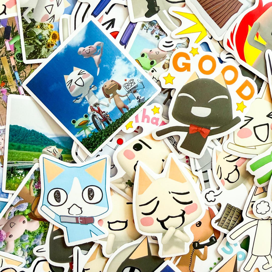 Pack of 50 Inoue Toro Cat Stickers, Kawaii Cartoon Cat Stickers, Funny ...