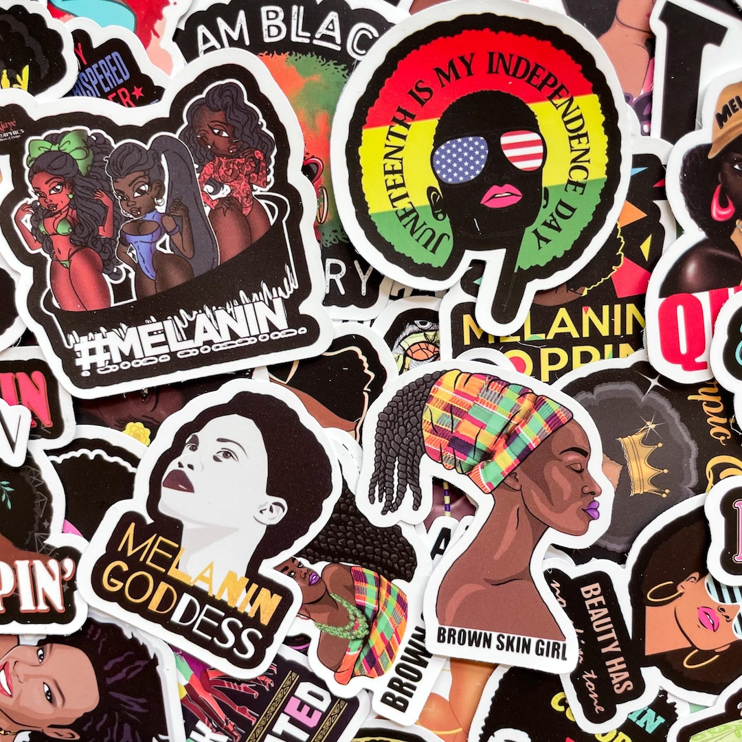 50pcs Melanin Stickers, Black Women Stickers, Afro Girl Stickers, Quote ...