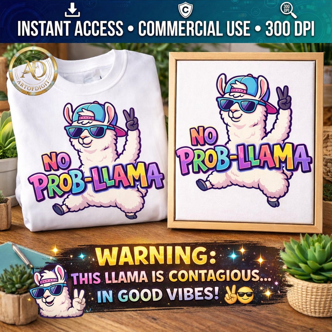No Probllama PNG, Funny Llama, T-shirt Llama, No Drama Llama Clipart ...