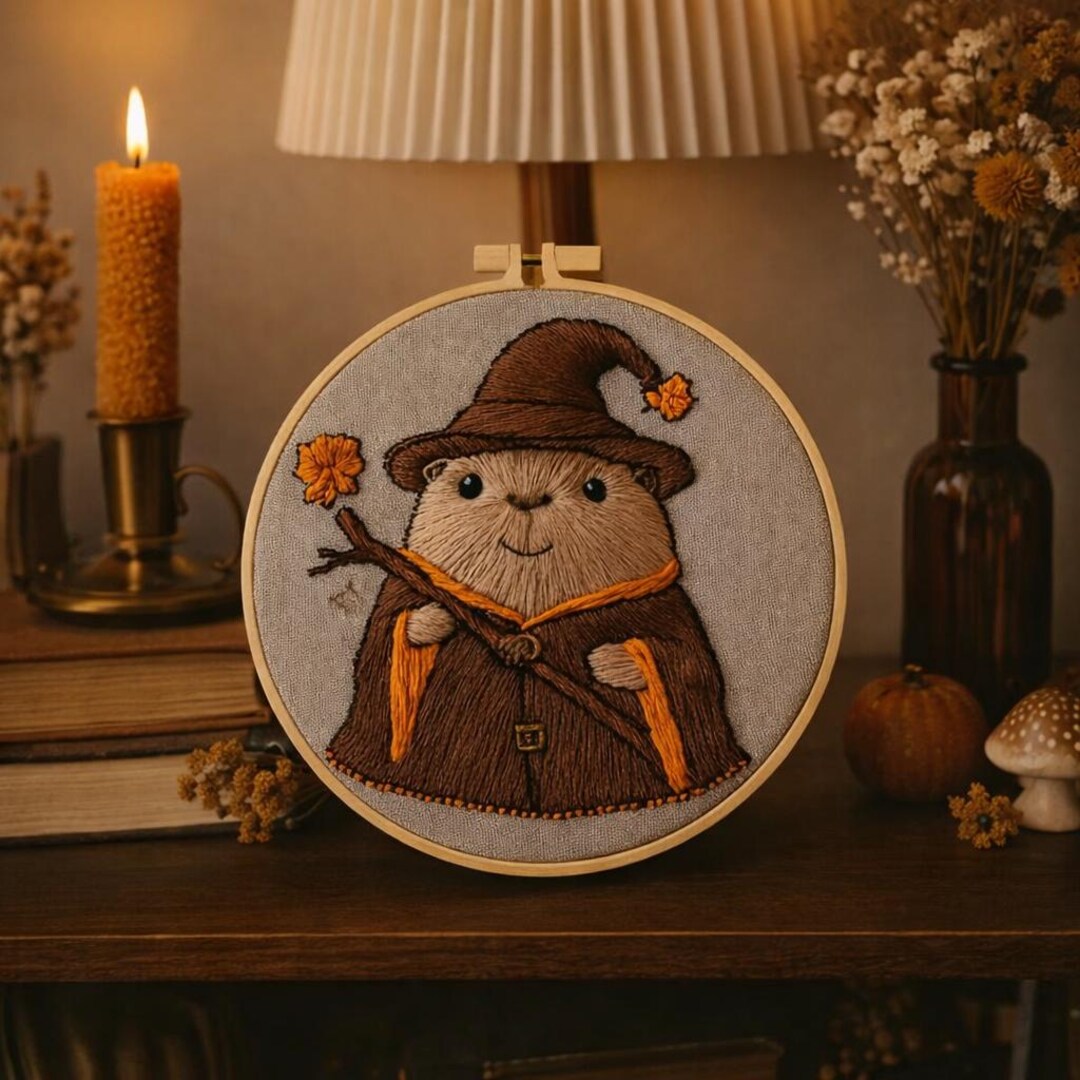 Satin Stitch Kit for Beginners Cute Capybara Wizard, Fantasy Animal ...
