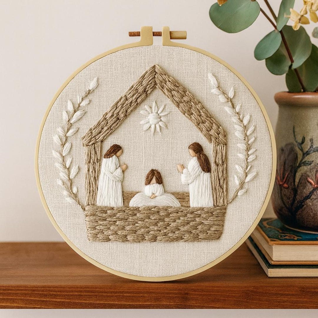 Nativity Scene Embroidery Kit for Beginners – DIY Christmas Hoop Art ...