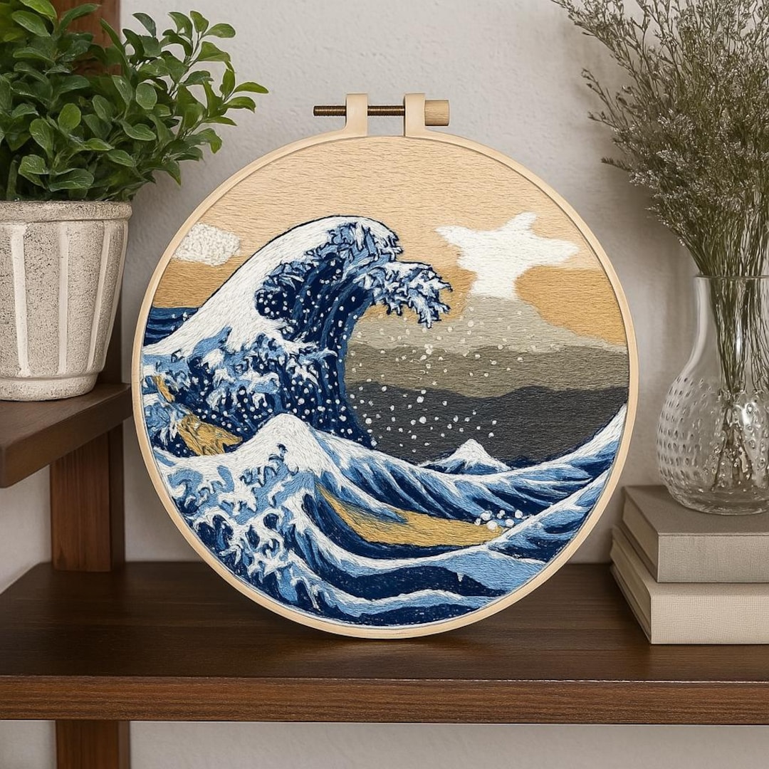 The Great Wave Embroidery Kit – Japanese Wave Hand Embroidery Pattern ...