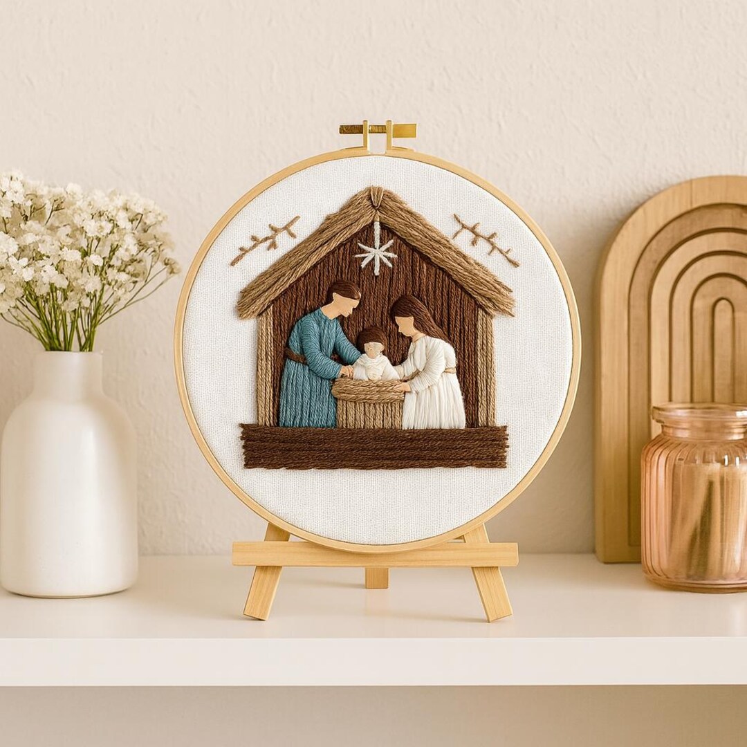 Nativity Scene Embroidery Kit for Beginners – DIY Christmas Needlework ...