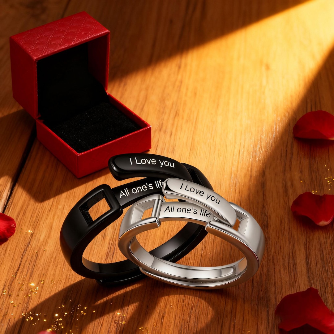 Custom Name Promise Rings | Engraved Adjustable Rings for Couples ...