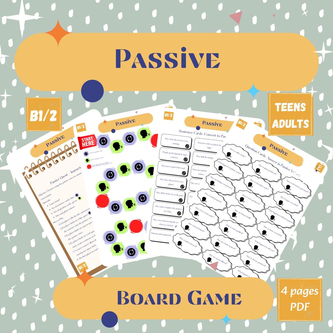 Passive Voice ESL Board Game | Fun Classroom Speaking Activity for B1 ...