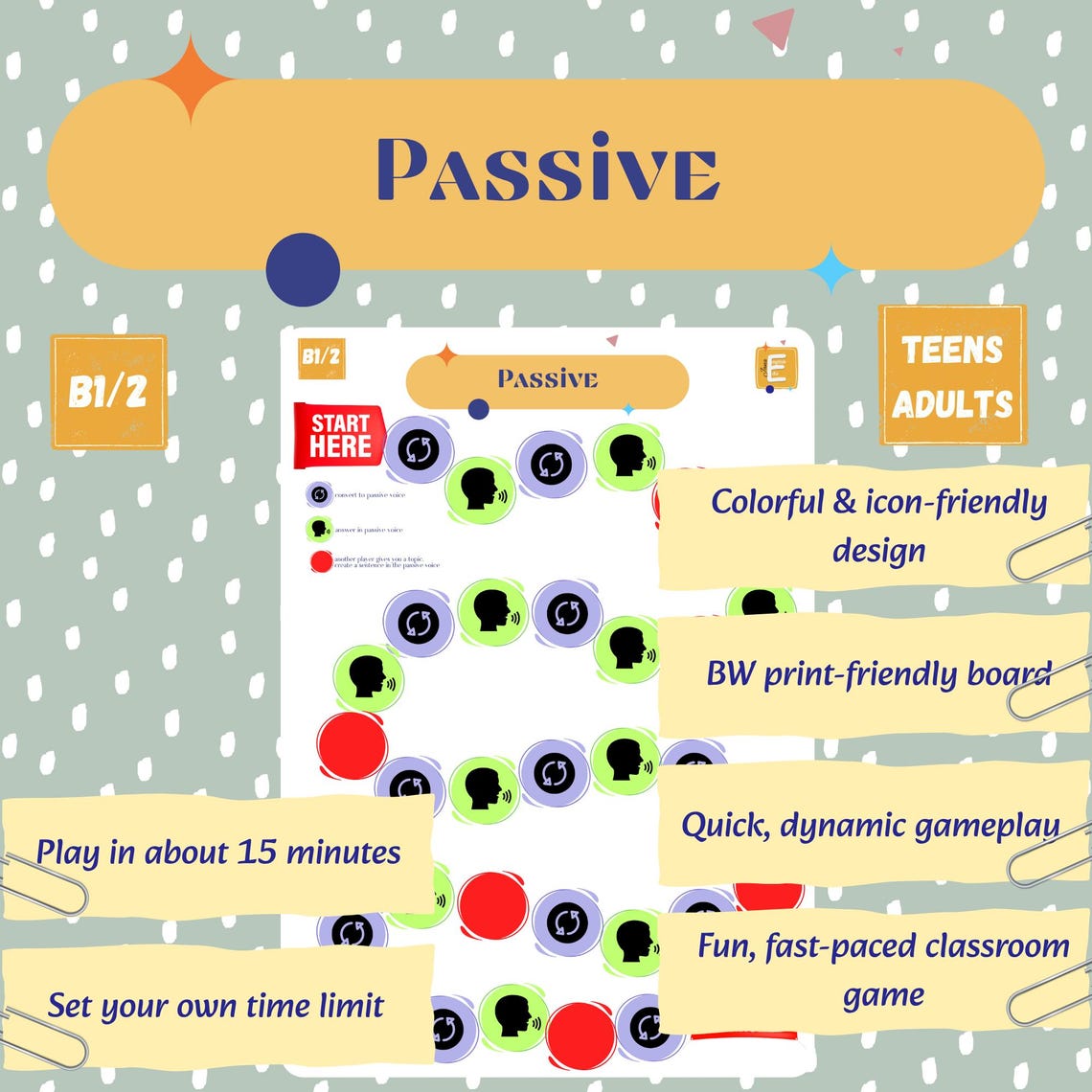 Passive Voice ESL Board Game | Fun Classroom Speaking Activity for B1 ...