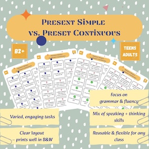 Tense Toss-up | ESL Grammar Board Game for Present Simple & Continuous ...